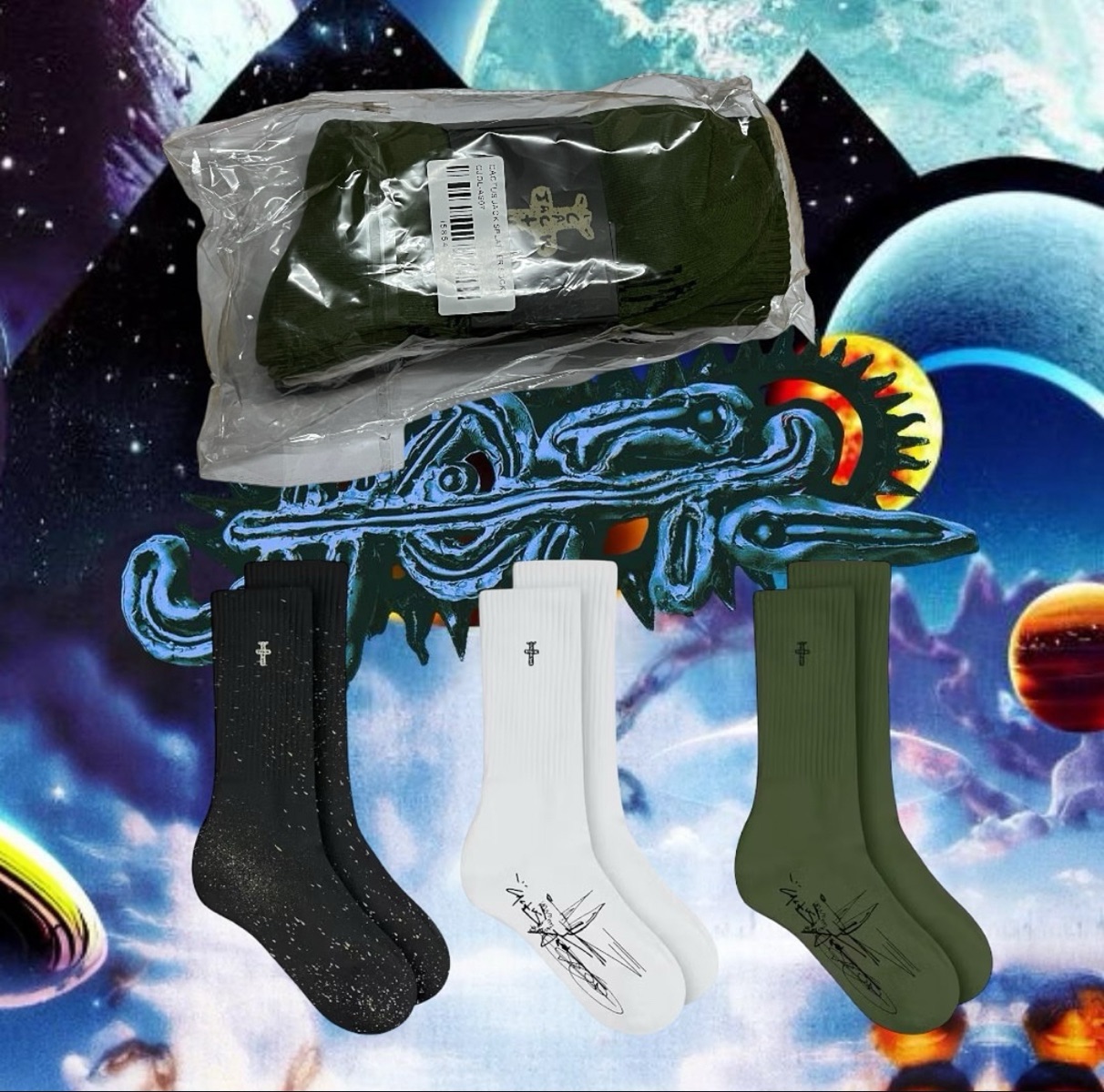 Jordan x Travis Scott Cactus Jack Scribble Socks Multicolor