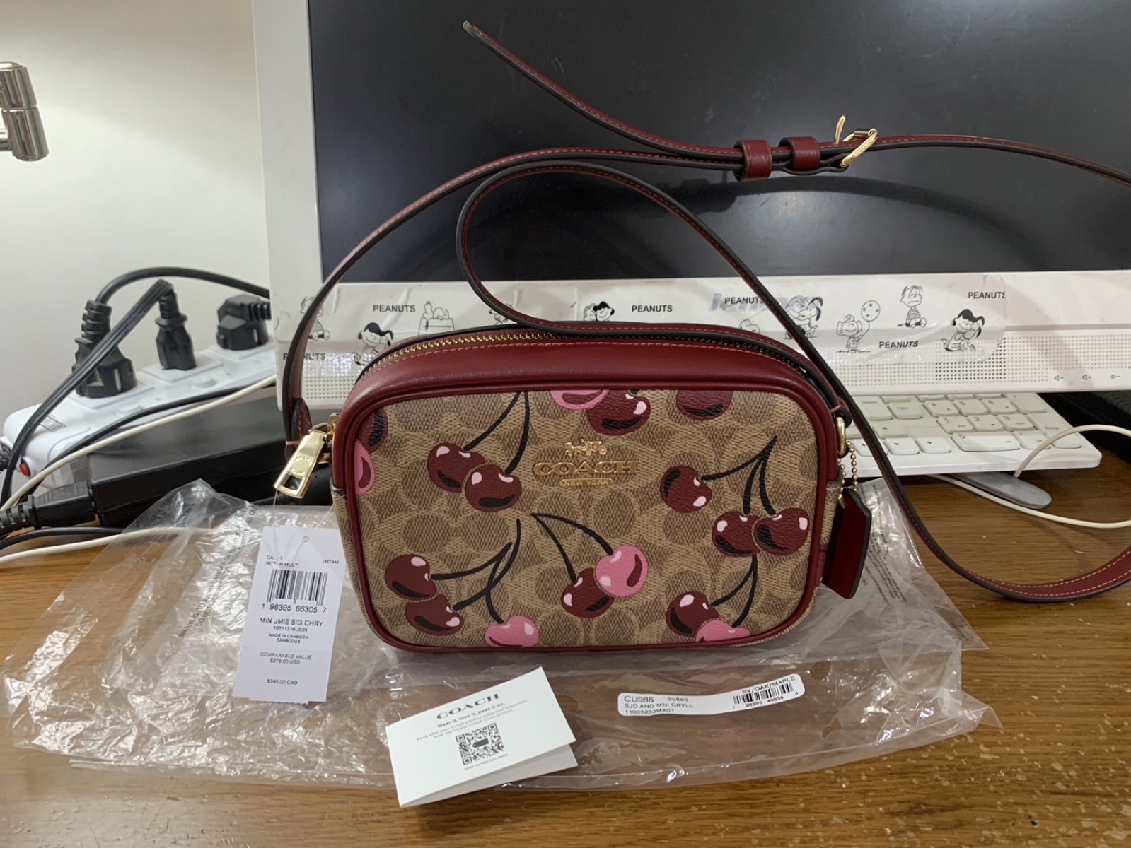Coach Mini Jamie Camera Bag In Signature Canvas And Leather Cherry Print