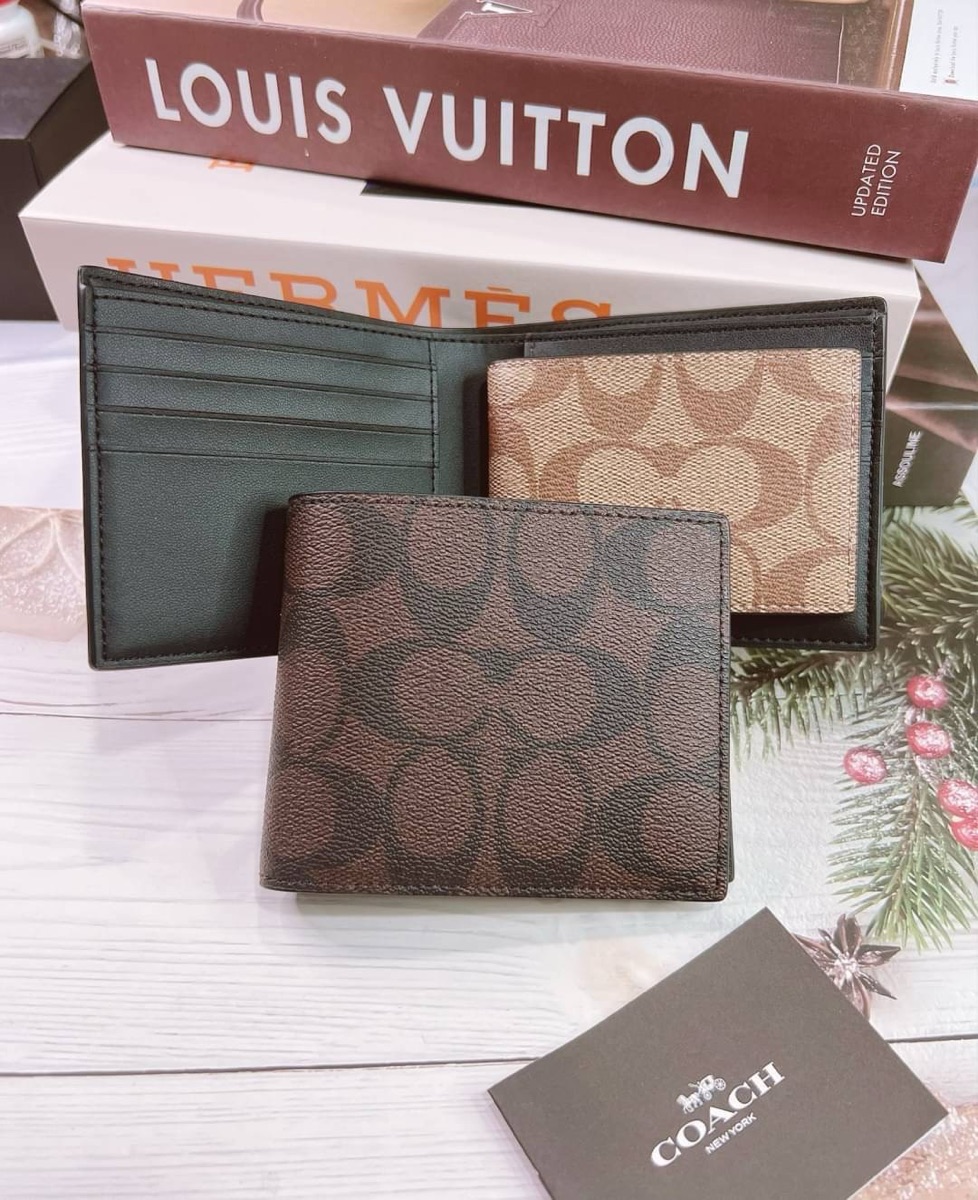 ช้อป Coach Blocked Wallet Dark Brownของแท้ที่ SASOM