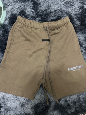 Essentials Taupe Logo Shorts Shop Authentic at SASOM